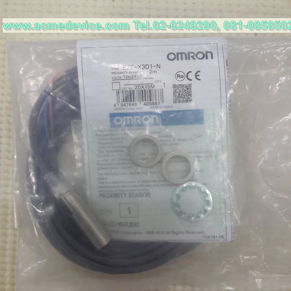Inductive Proximity Sensor Head M12 Type Shielded, Omron รุ่น E2E-X3D1-N 2M, จับโลหะ (สินค้าใหม่ ...