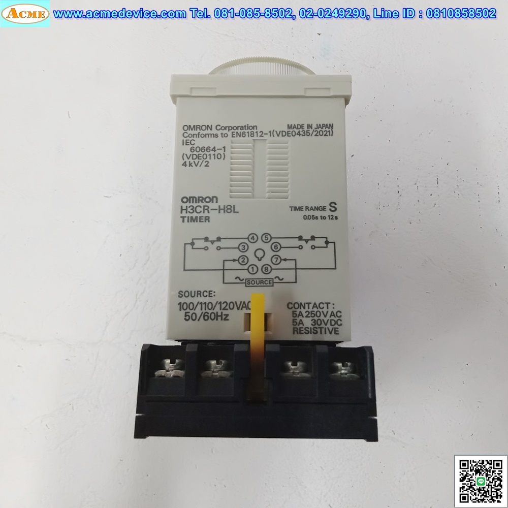 Timer Omron รุ่น H3CR-H8L, 0.05s-12s, 100/120Vac - แอคมี่ ดีไวซ์ มือสองราคาถูก,Inverter, PLC ...