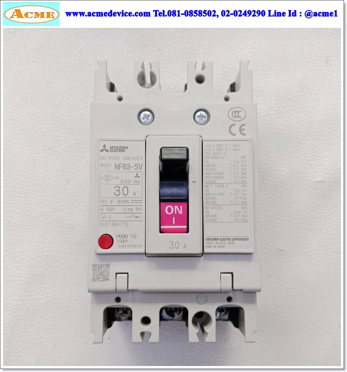 Breaker 3P Mitsubishi รุ่น NF63-SV, 30A - แอคมี่ ดีไวซ์ มือสองราคาถูก,Inverter, PLC, Servo, DC ...