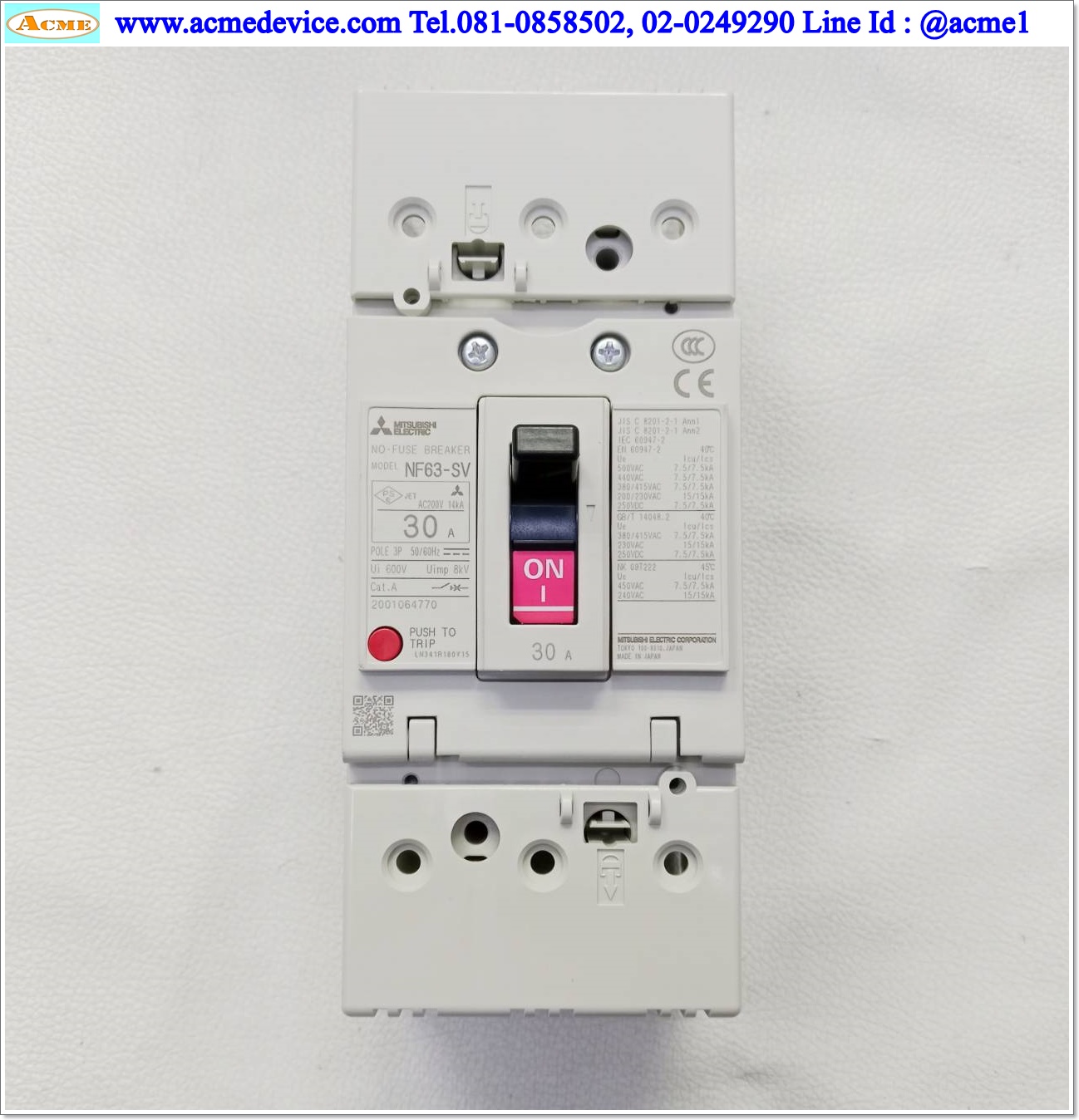 Breaker 3P Mitsubishi รุ่น NF63-SV, 30A - แอคมี่ ดีไวซ์ มือสองราคาถูก,Inverter, PLC, Servo, DC ...