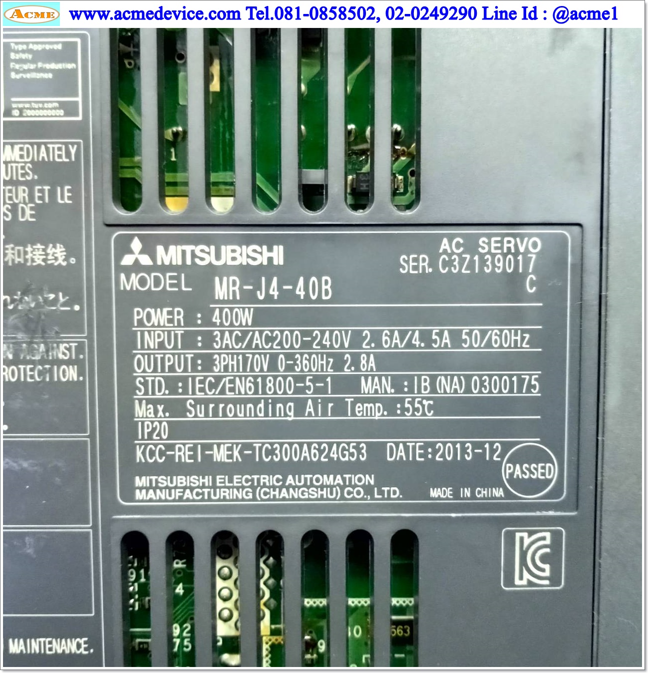 Servo Drive Mitsubishi รุ่น MR-J4-40B, 400W - แอคมี่ ดีไวซ์ มือสองราคาถูก,Inverter, PLC, Servo ...